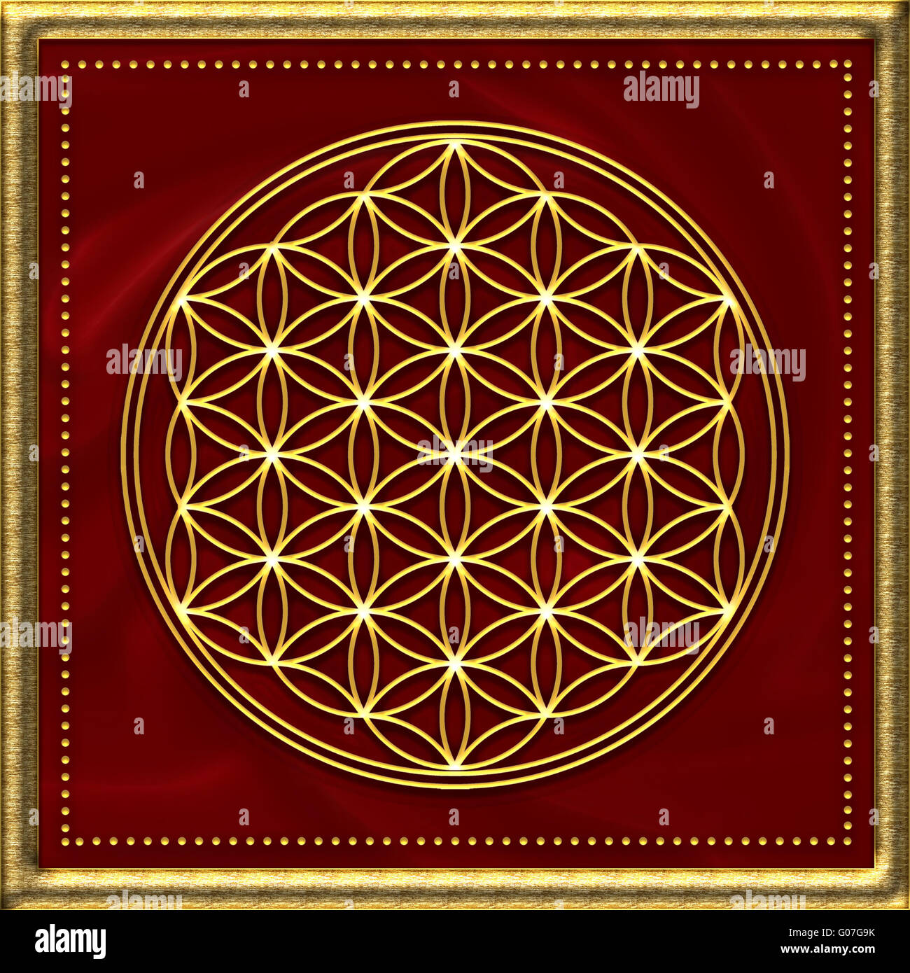 Flower of life - sacred geometry - golden Stock Photo - Alamy
