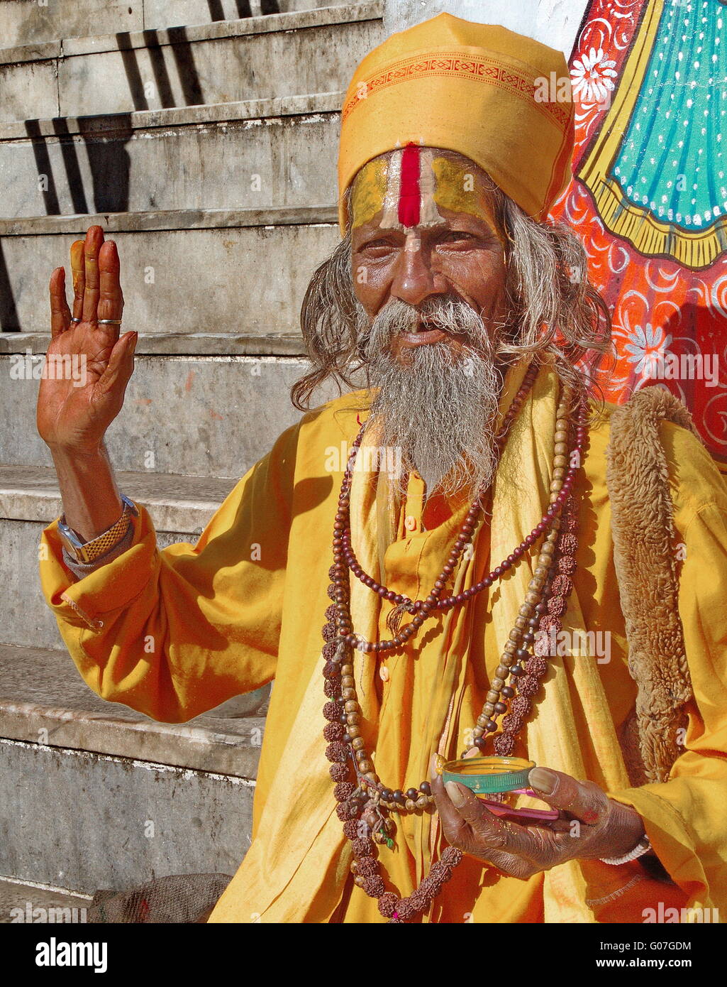 Hindu holy man at Indian temple Stock Photo - Alamy