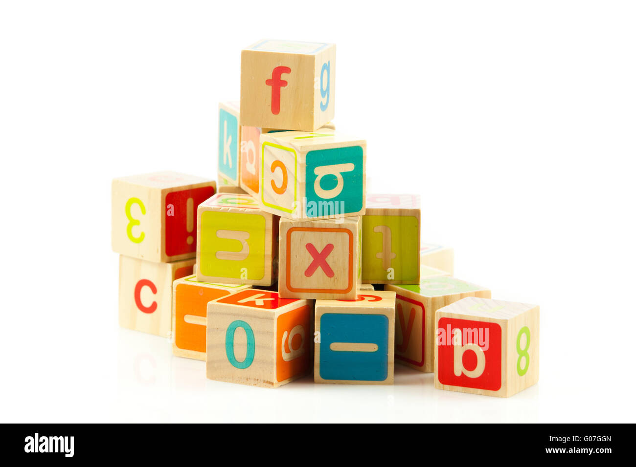 wooden toy cubes with letters. Wooden alphabet blo Stock Photo - Alamy