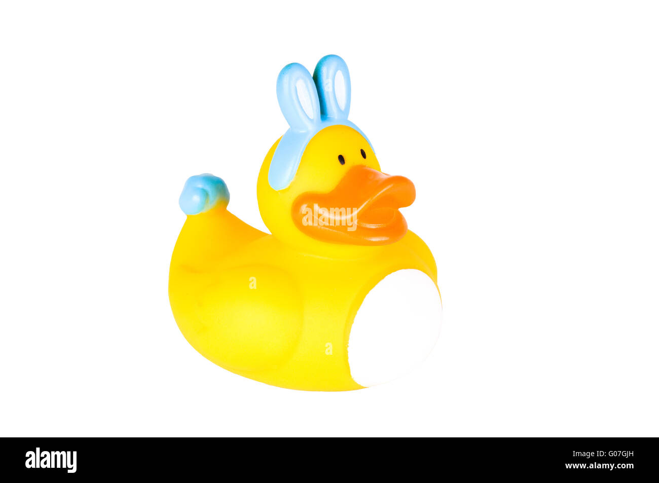 Rubber ducky boy dressed as Easter bunny Stock Photo - Alamy
