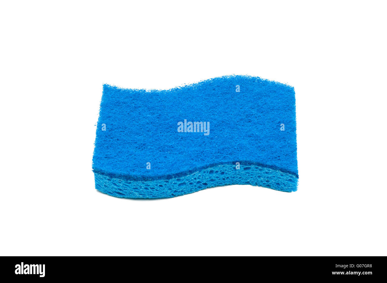 Blue sponge on white Stock Photo - Alamy