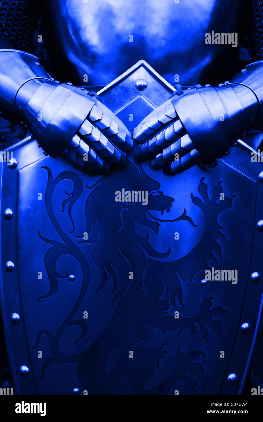 Armour of the medieval knight- with blue color Stock Photo - Alamy