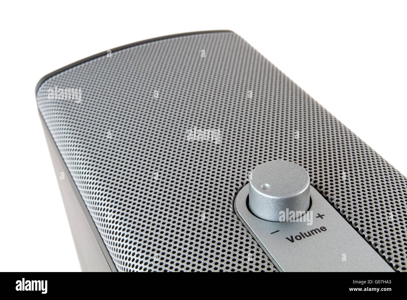 Loudspeaker with mesh and volume control diagonal Stock Photo - Alamy