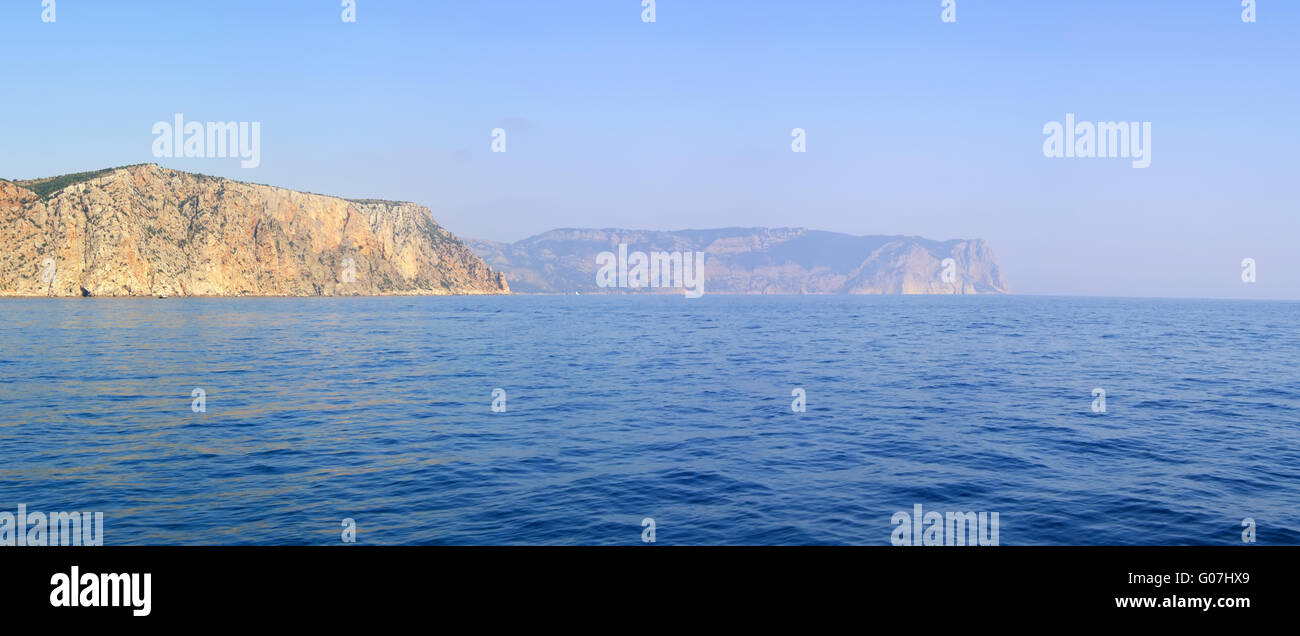 View on the coastline from the sea. High resolution panoramic photo ... View on the coastline from the sea. High resolution panoramic photo ...