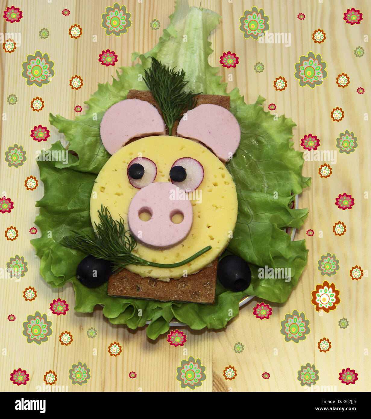 Sandwich - pig snout, food for children Stock Photo - Alamy