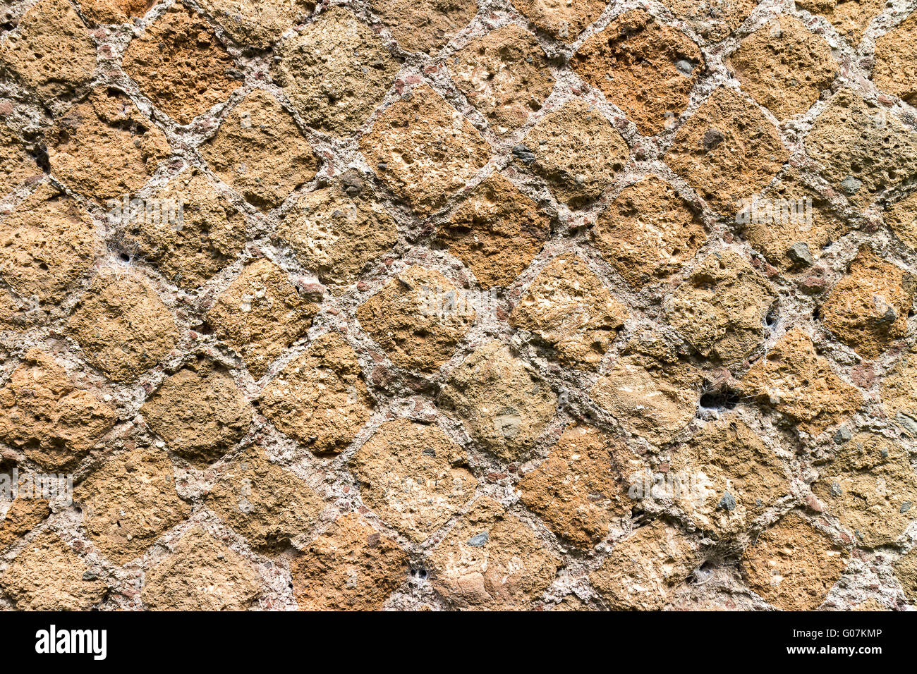 Ancient roman stone and brick wall, weathered and ruined, heritage of ...