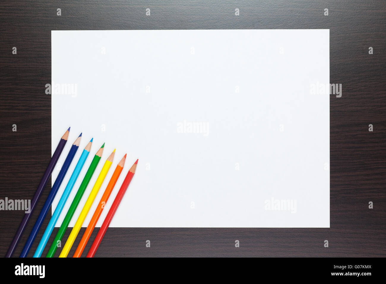 blank sheet of paper on the table with colorful pe Stock Photo - Alamy