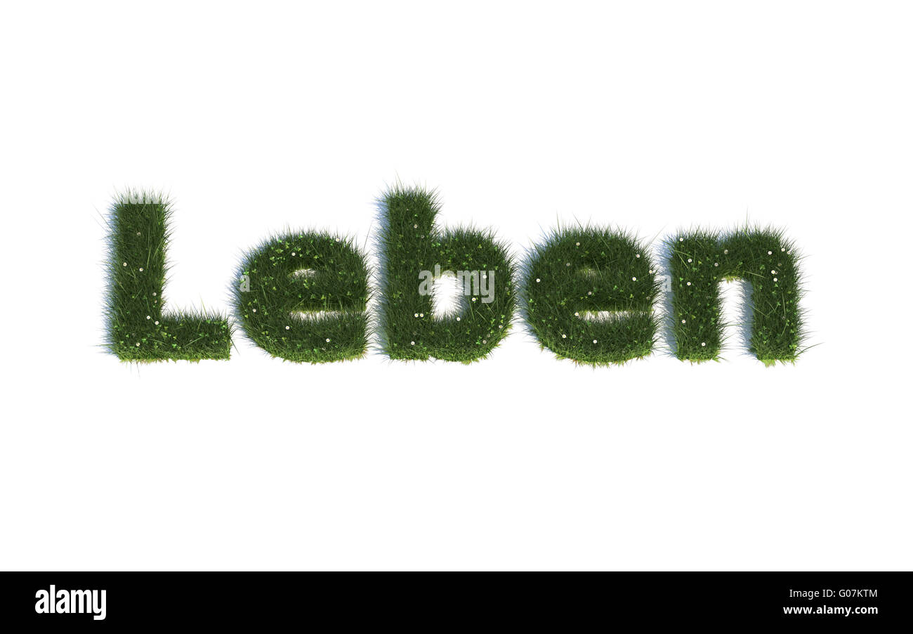 Life: Series Fonts out of realistic grass Language G (Leben Stock Photo ...