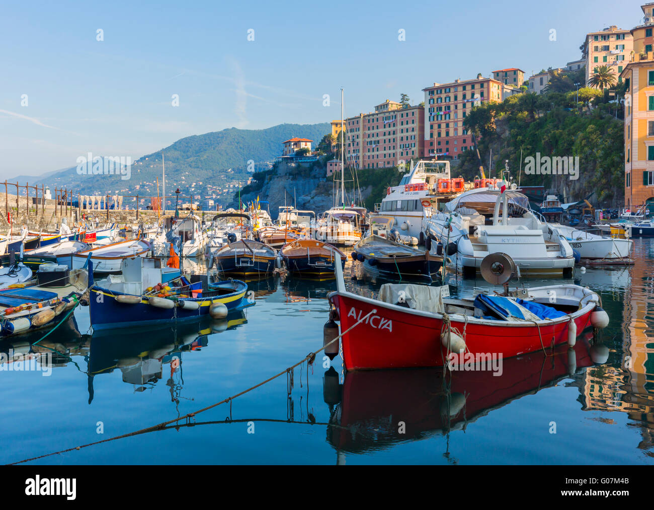 Camogli, Genoa Province, Liguria, Italy. The fishing harbour Stock ...