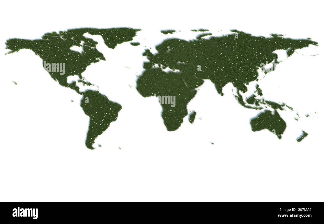 World Map Series Symbols out of realistic Grass Stock Photo - Alamy