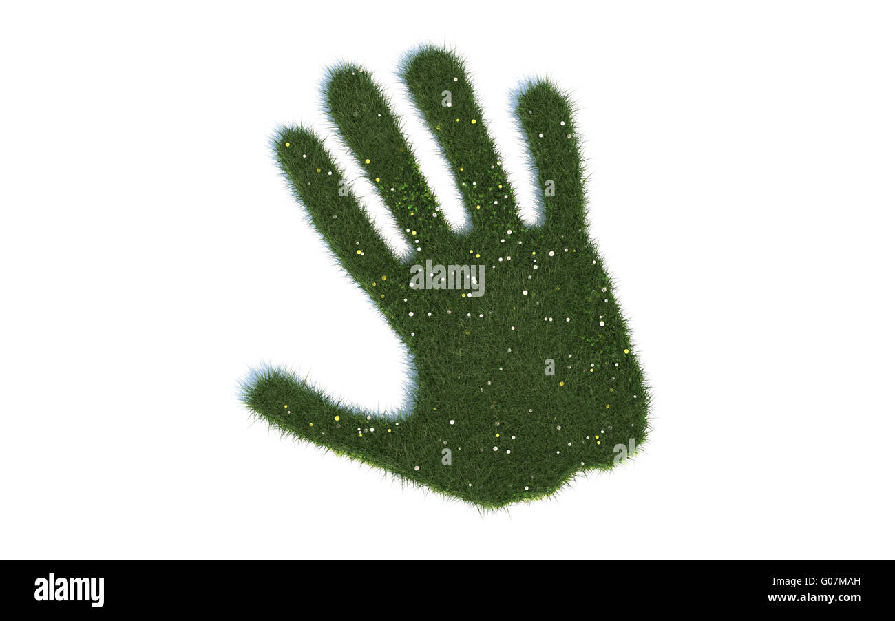 Green Hand Series Symbols out of realistic Grass Stock Photo - Alamy