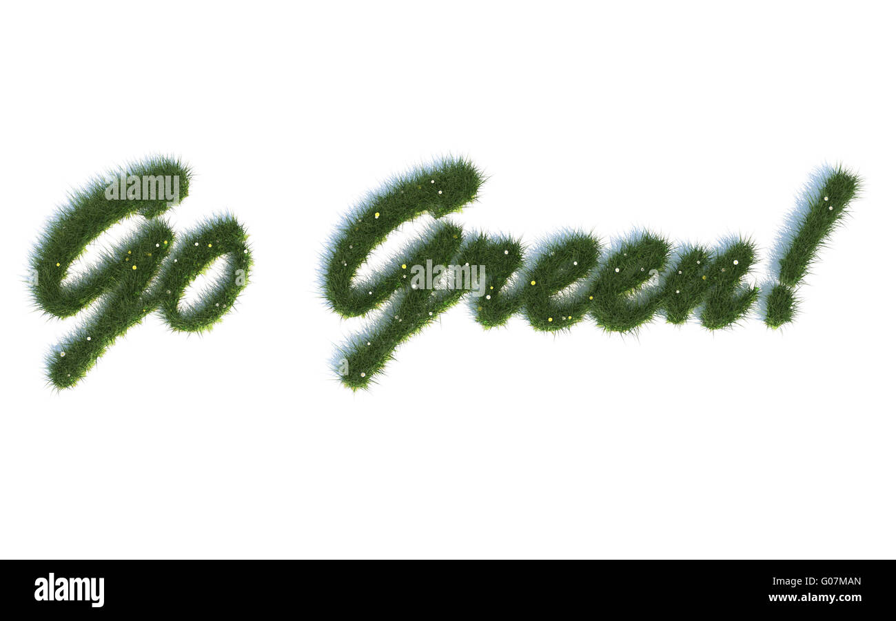 Go Green Series Symbols out of realistic Grass Stock Photo - Alamy