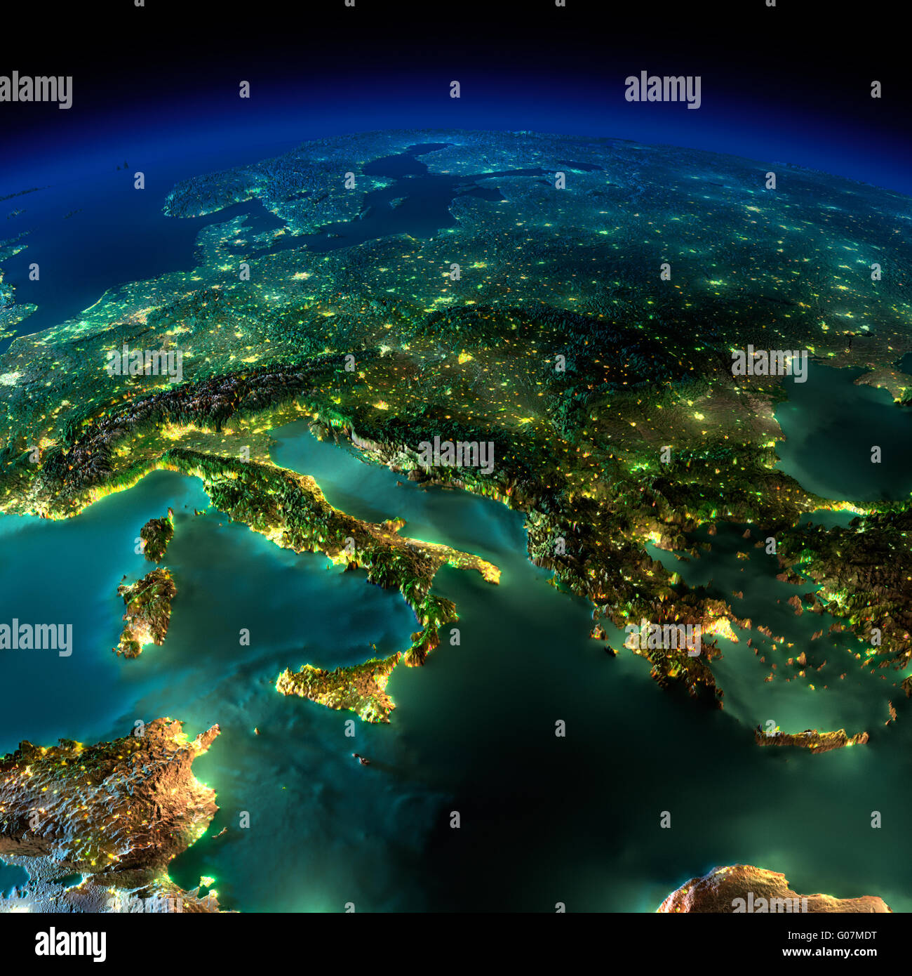 Italy relief map hi-res stock photography and images - Alamy