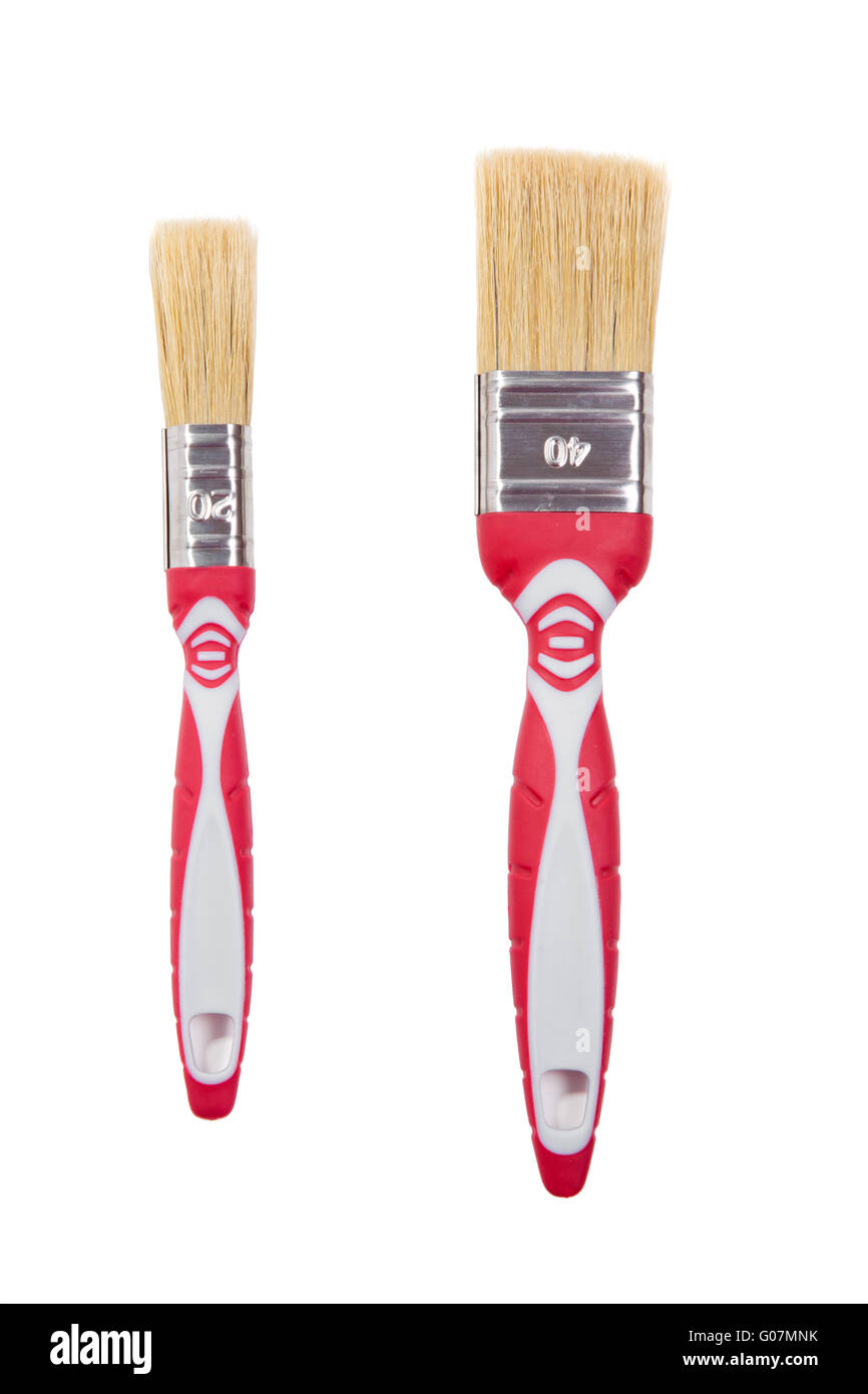 two red Paint brushes isolated on a white backgrou Stock Photo - Alamy