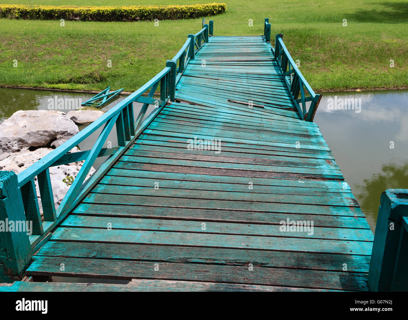 Broken Green Bridge Stock Photo - Alamy