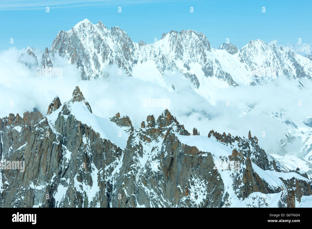 Mont Blanc mountain massif (view from Aiguille du Midi Mount, French ...
