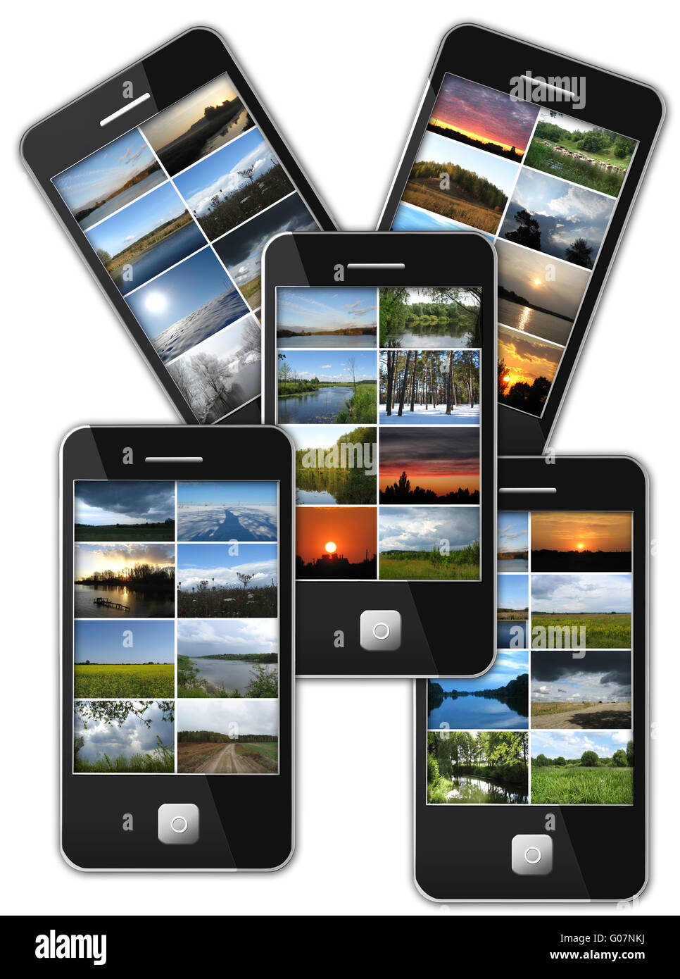 modern mobile phone with many photo of landscapes Stock Photo - Alamy
