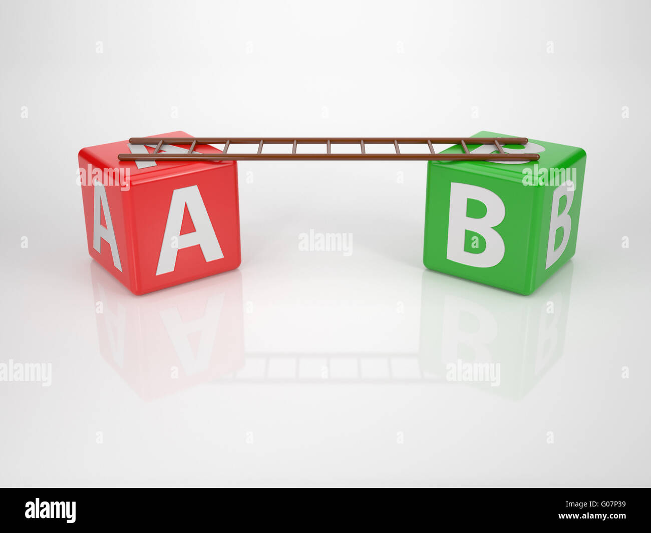 Letters A and B with Ladder - Series Letterdices Stock Photo - Alamy