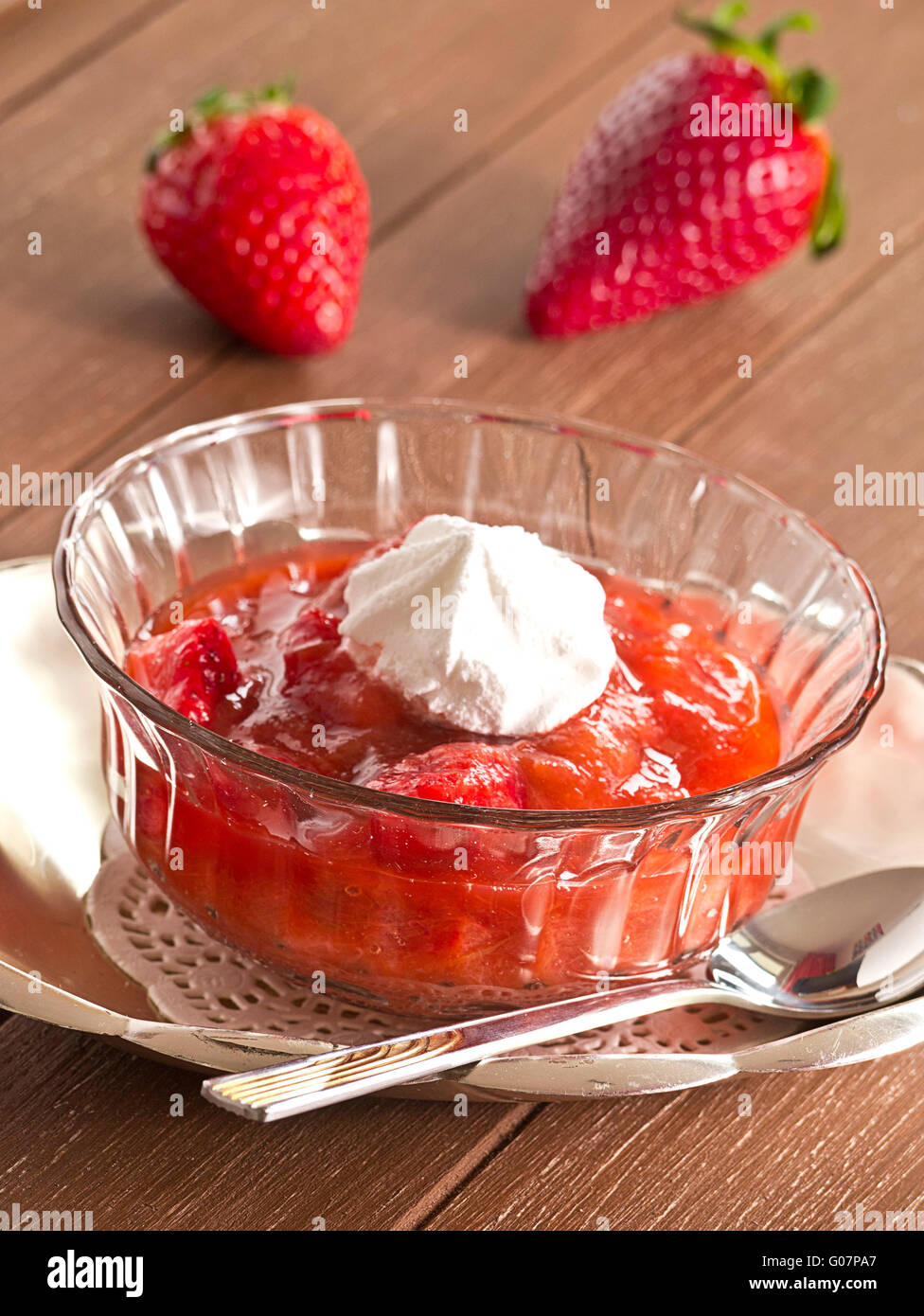 Rhubarb strawberry compote with fresh strawberries Stock Photo - Alamy