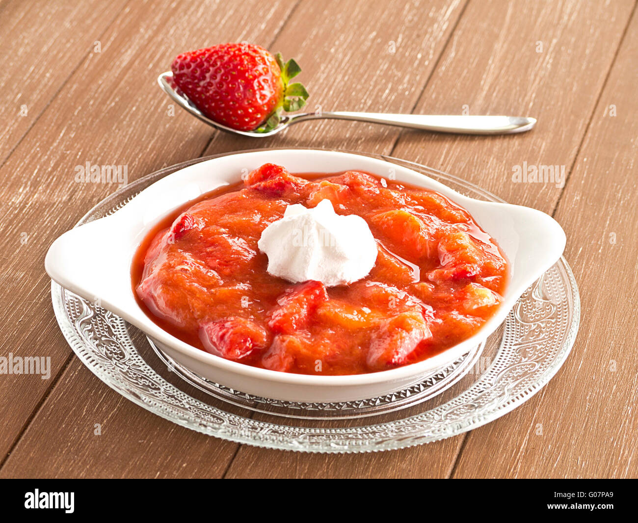 Rhubarb strawberry compote with fresh strawberries Stock Photo - Alamy