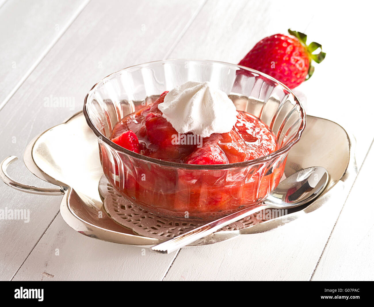 Rhubarb strawberry compote with fresh strawberries Stock Photo - Alamy