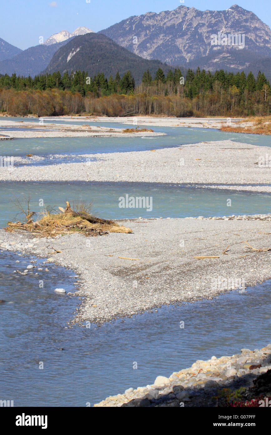 Wild river landscape of the Tyrolean Lech, Austria Stock Photo - Alamy
