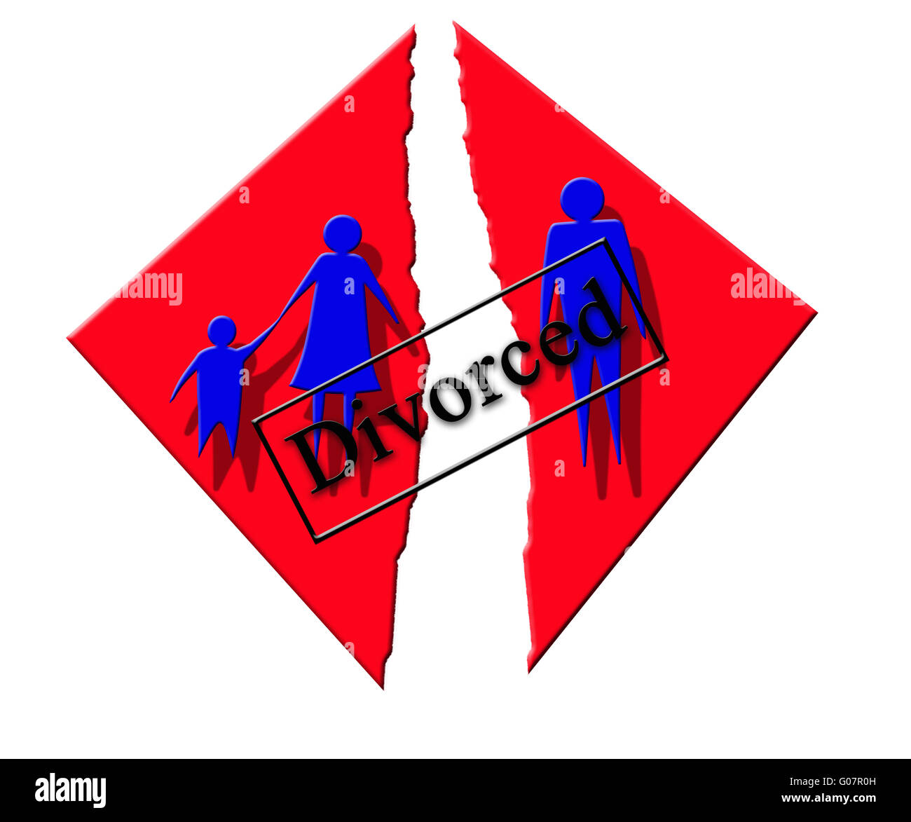 illustration symbolizing divorce in family Stock Photo - Alamy