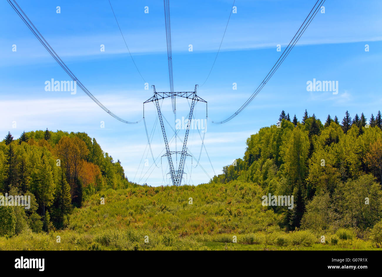 High-voltage line of electricity transmissions on Stock Photo - Alamy