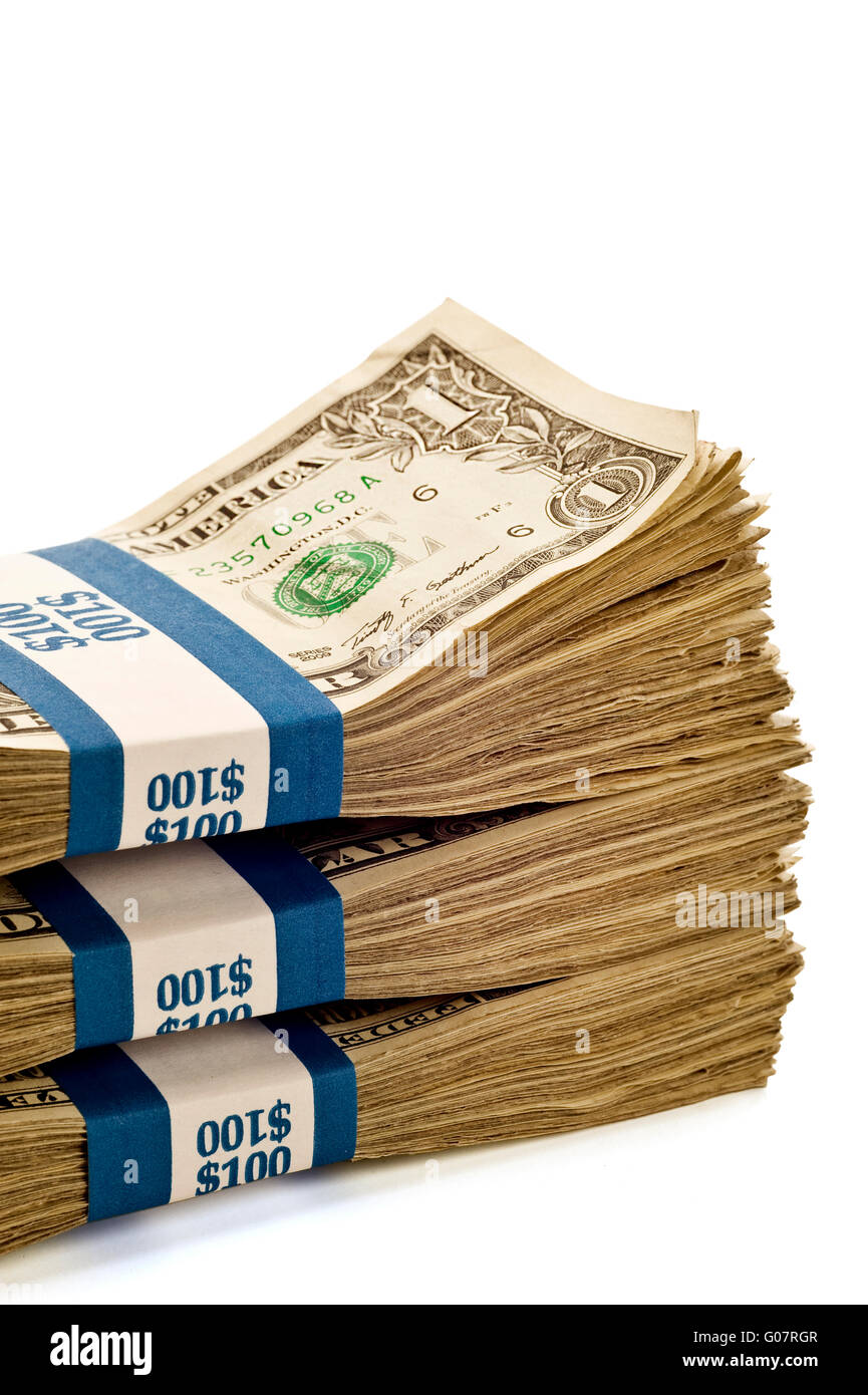 Stacks of American Money Cropped With Copy Space Stock Photo - Alamy