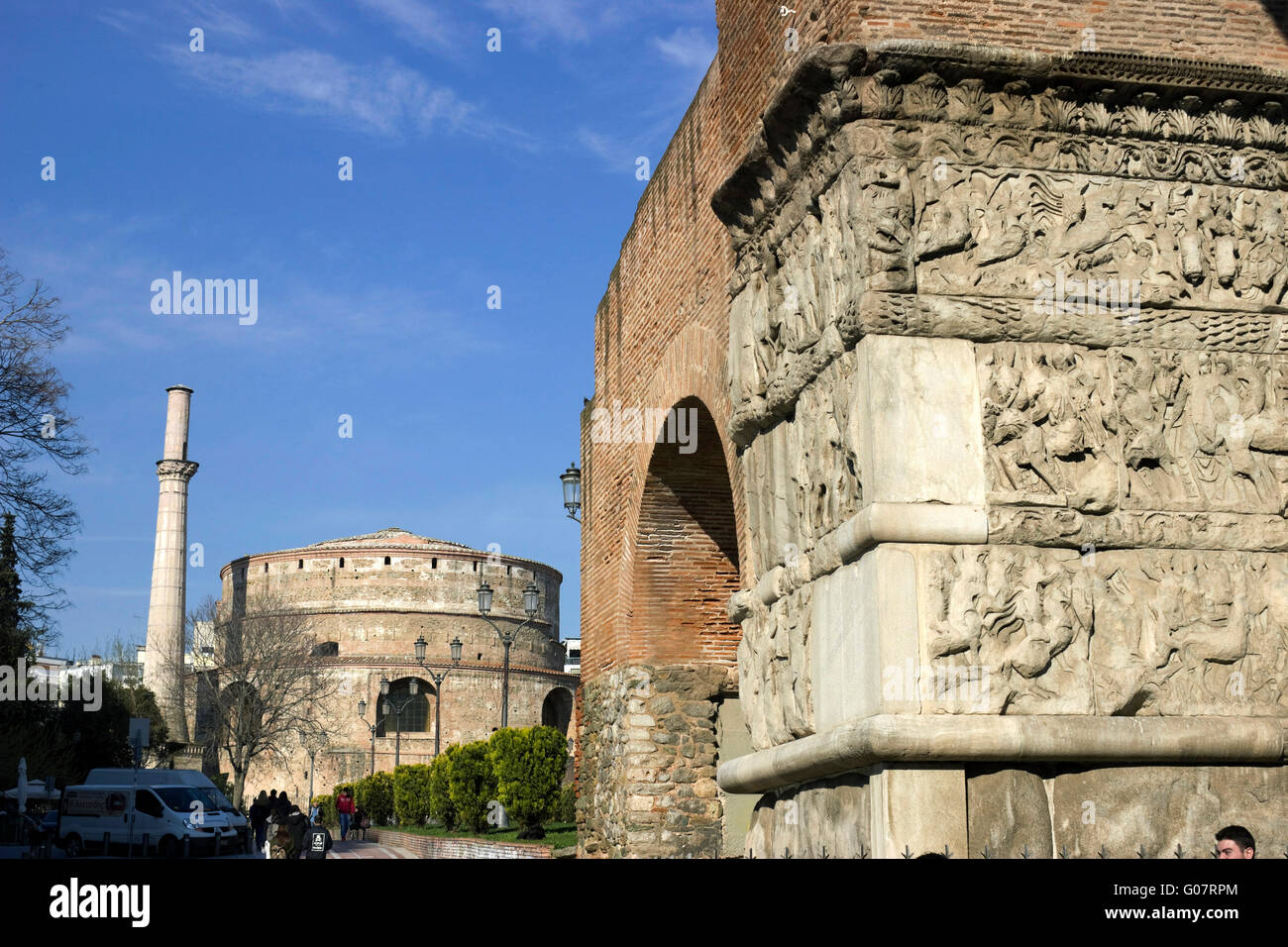 Side view of the Arch of Galerius Emperor's triumphal gate and Rotunda ...