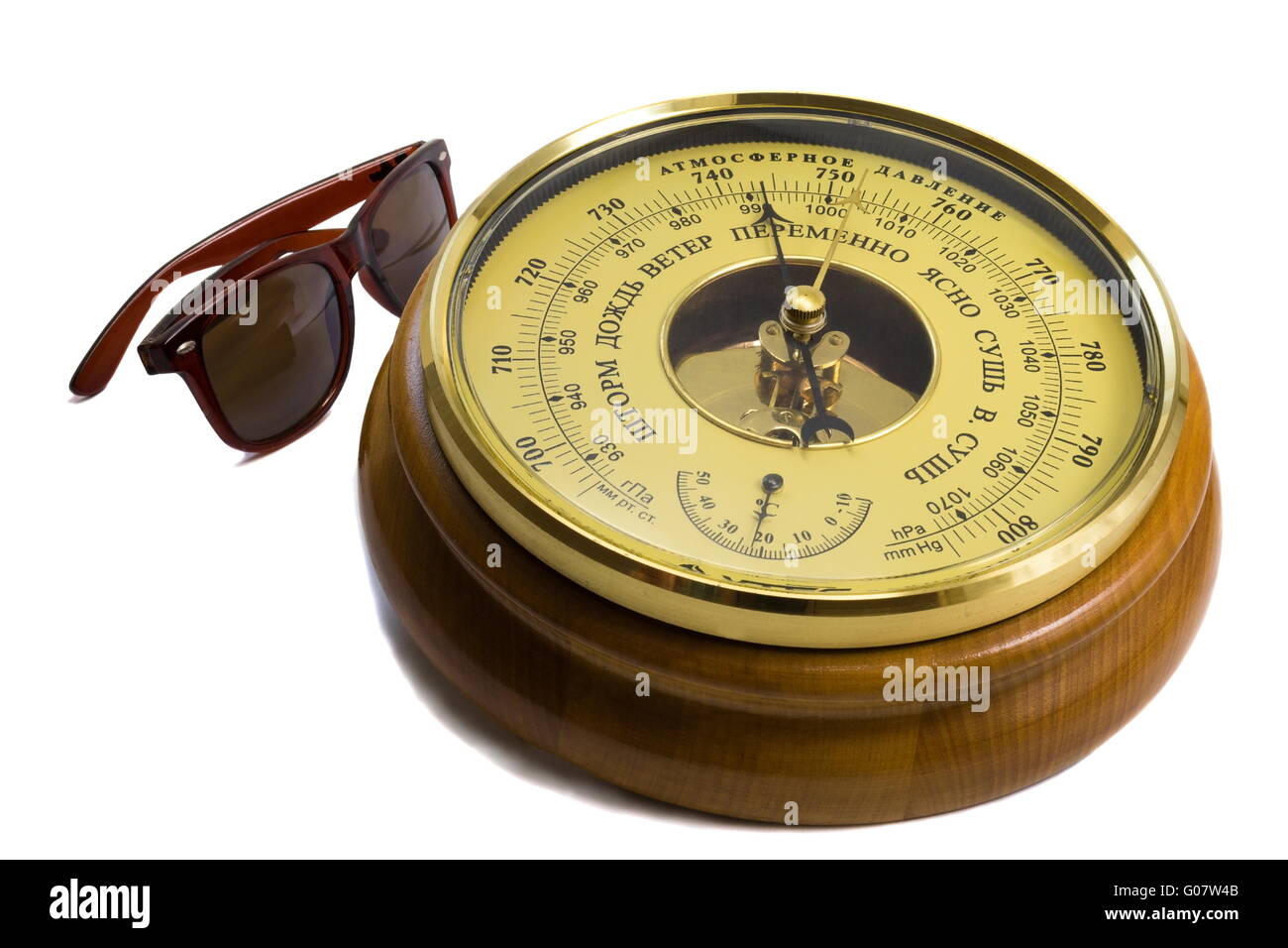 Barometer - aneroid on a white background and blac Stock Photo - Alamy
