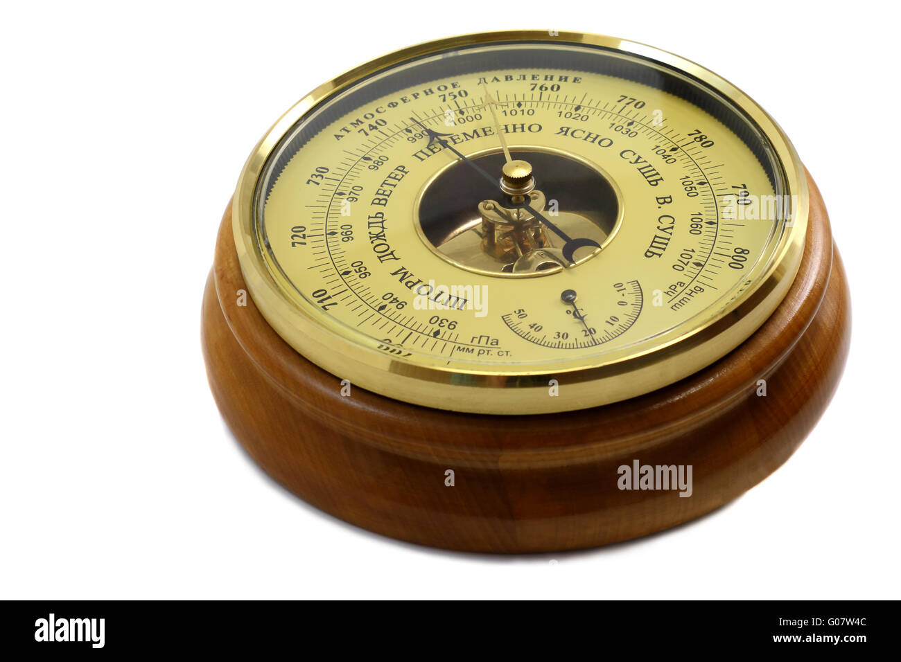 Barometer - aneroid on a white background Stock Photo - Alamy