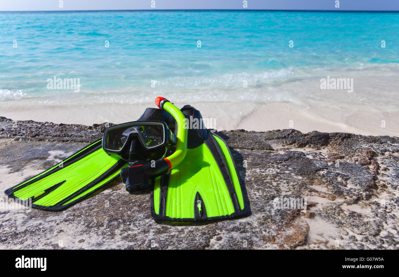 Accessory for Snorkeling -mask, flippers, tube Stock Photo - Alamy