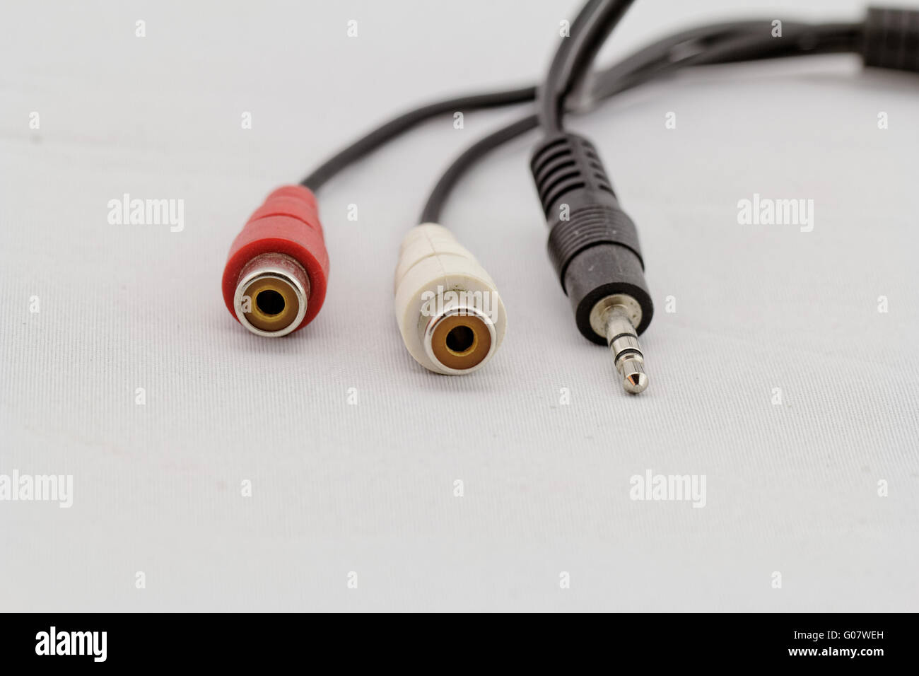 audio RCA (red white) and jack cable on a white background Stock Photo ...