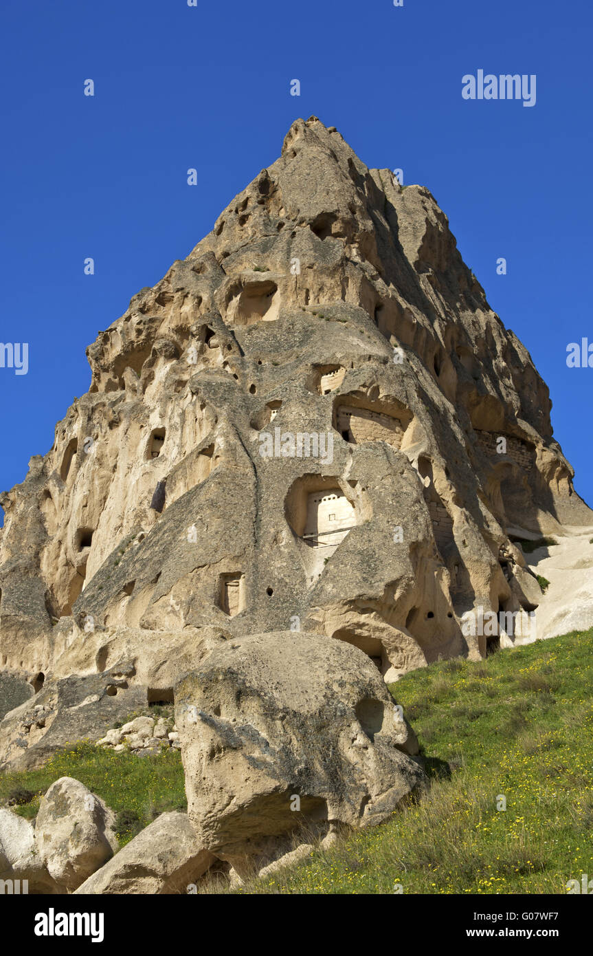 Hollowed tuff rock, Cappadocia, Uchisar, Turkey Stock Photo - Alamy