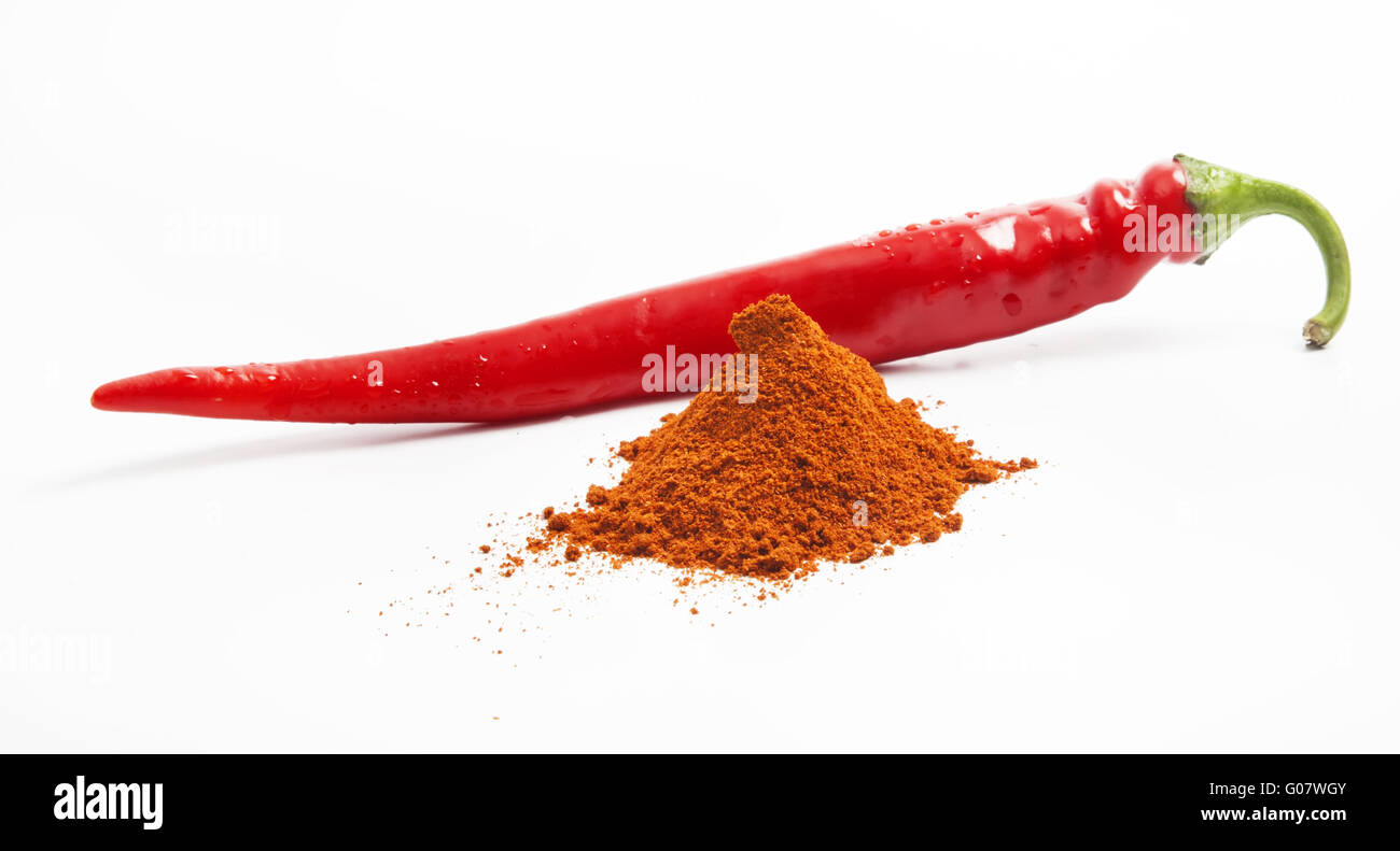 Long chili pepper with paprika isolated on white Stock Photo - Alamy