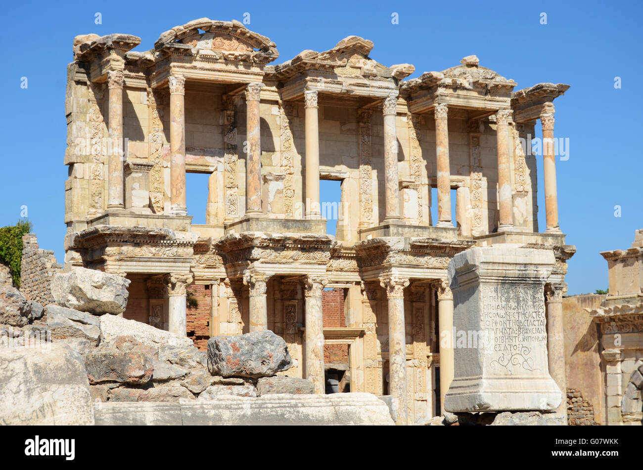 Roman Library of Celsus in Ephesus (Efes) from Roman time Stock Photo ...