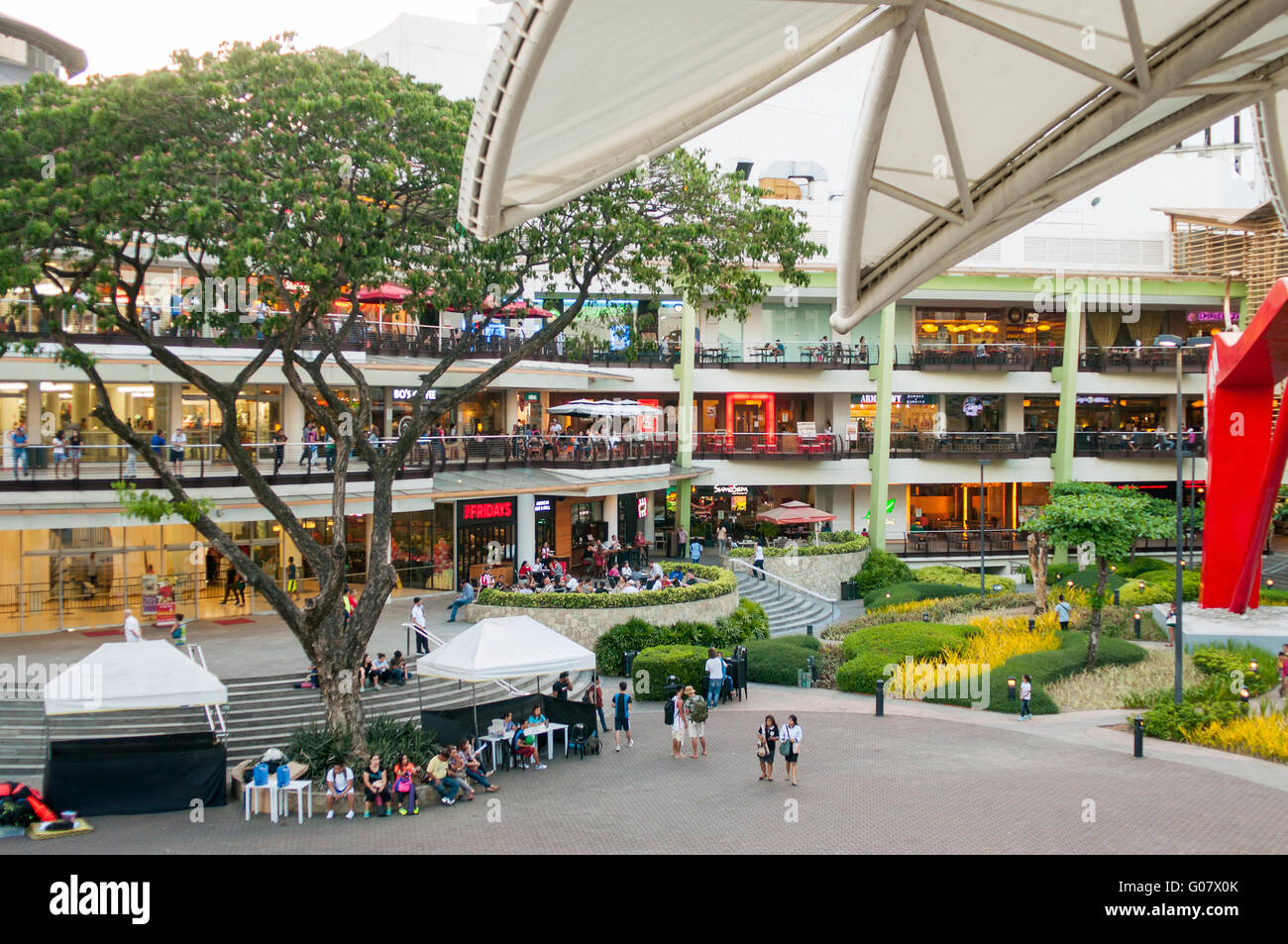 Ayala Shopping Mall garden and terraces, Cebu City, Philippines Stock ...