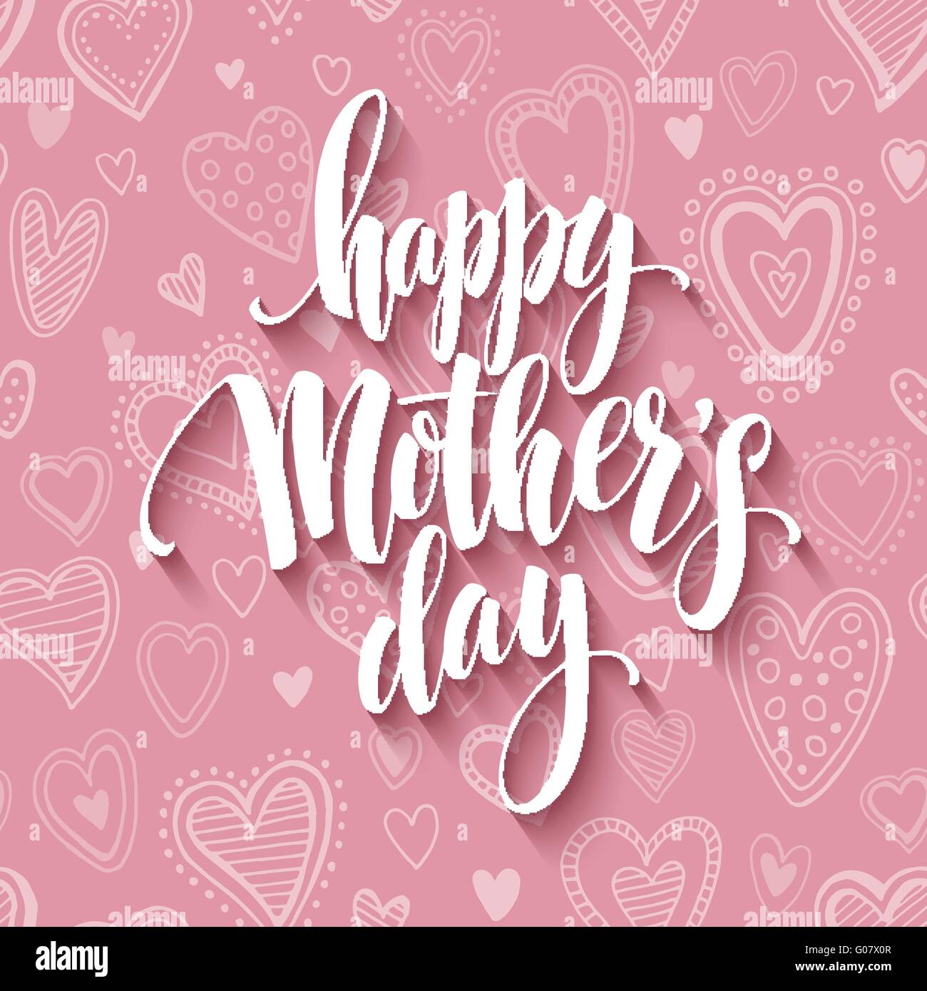 Mothers day lettering card with pink seamless background and ...