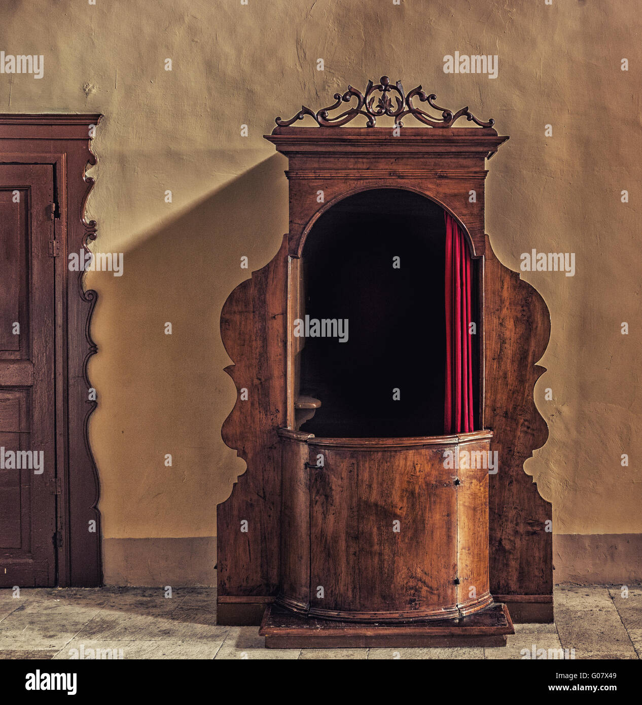 Confessional in old church in hi-res stock photography and images - Alamy