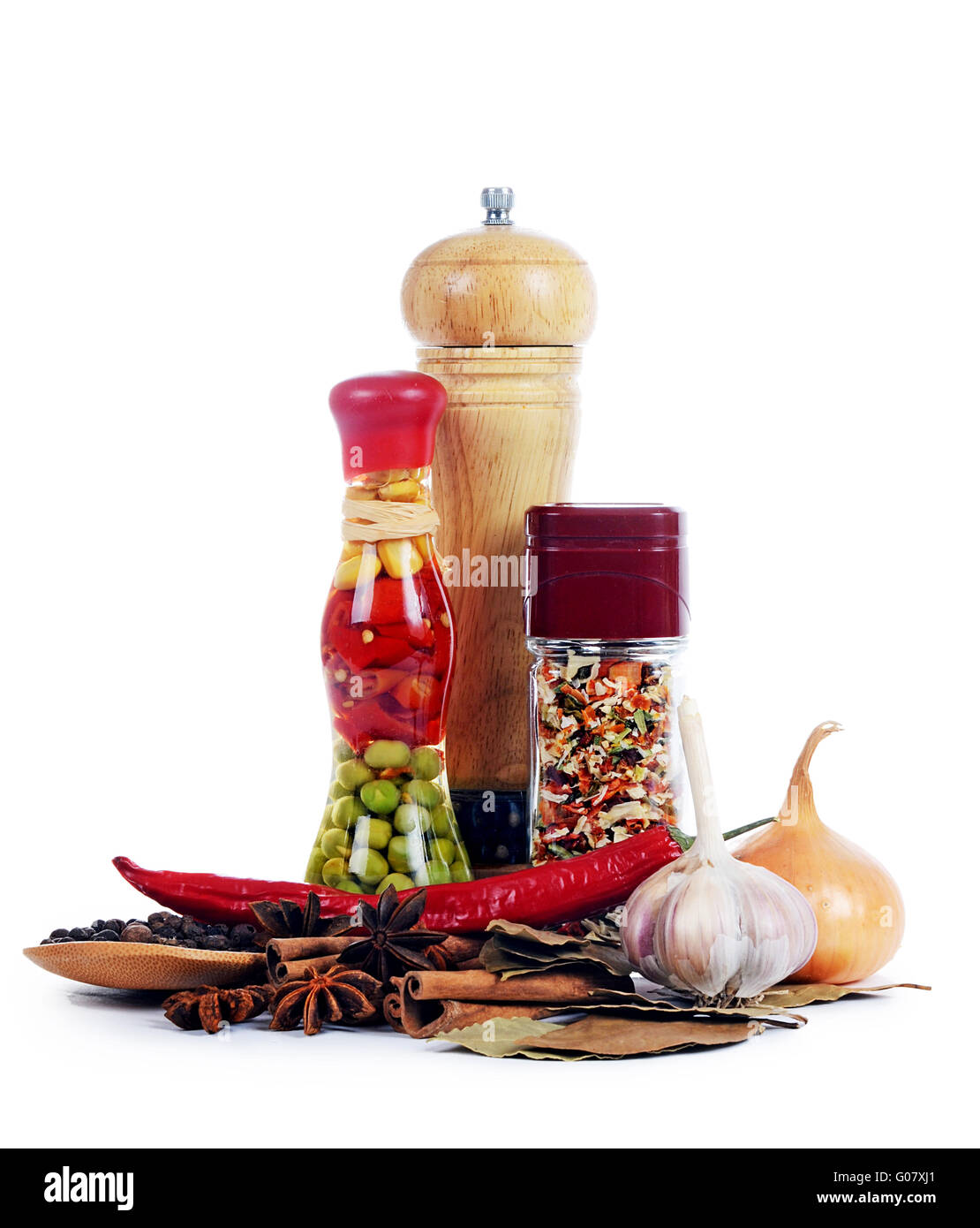 Set of various spices isolated on white background Stock Photo - Alamy