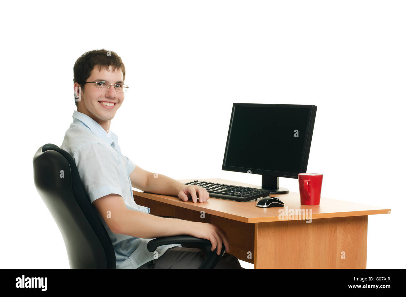 Man suit sitting behind table hi-res stock photography and images - Alamy