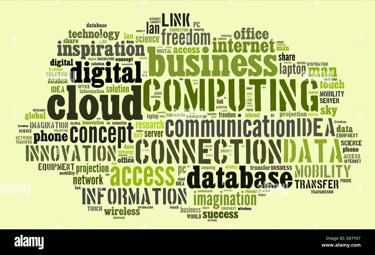 Cloud computing pictogram on green background Stock Photo - Alamy