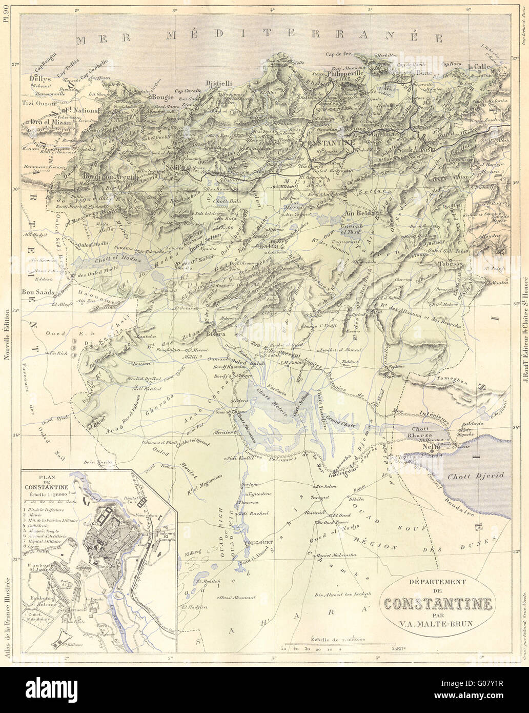 ALGERIA: Departement de Constantine; plan, 1884 antique map Stock Photo - Alamy