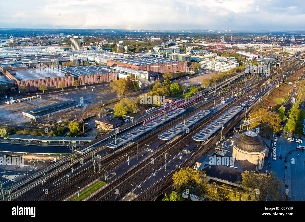 Cologne Fair and the train station Deutz in Cologne Deutz, Germany ...