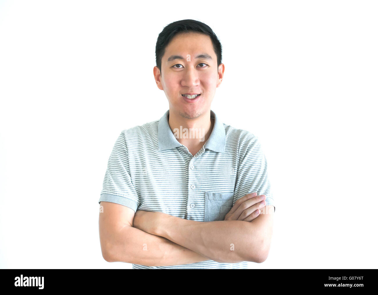 Asian man smiling crossed arms isolated on white background Stock Photo ...