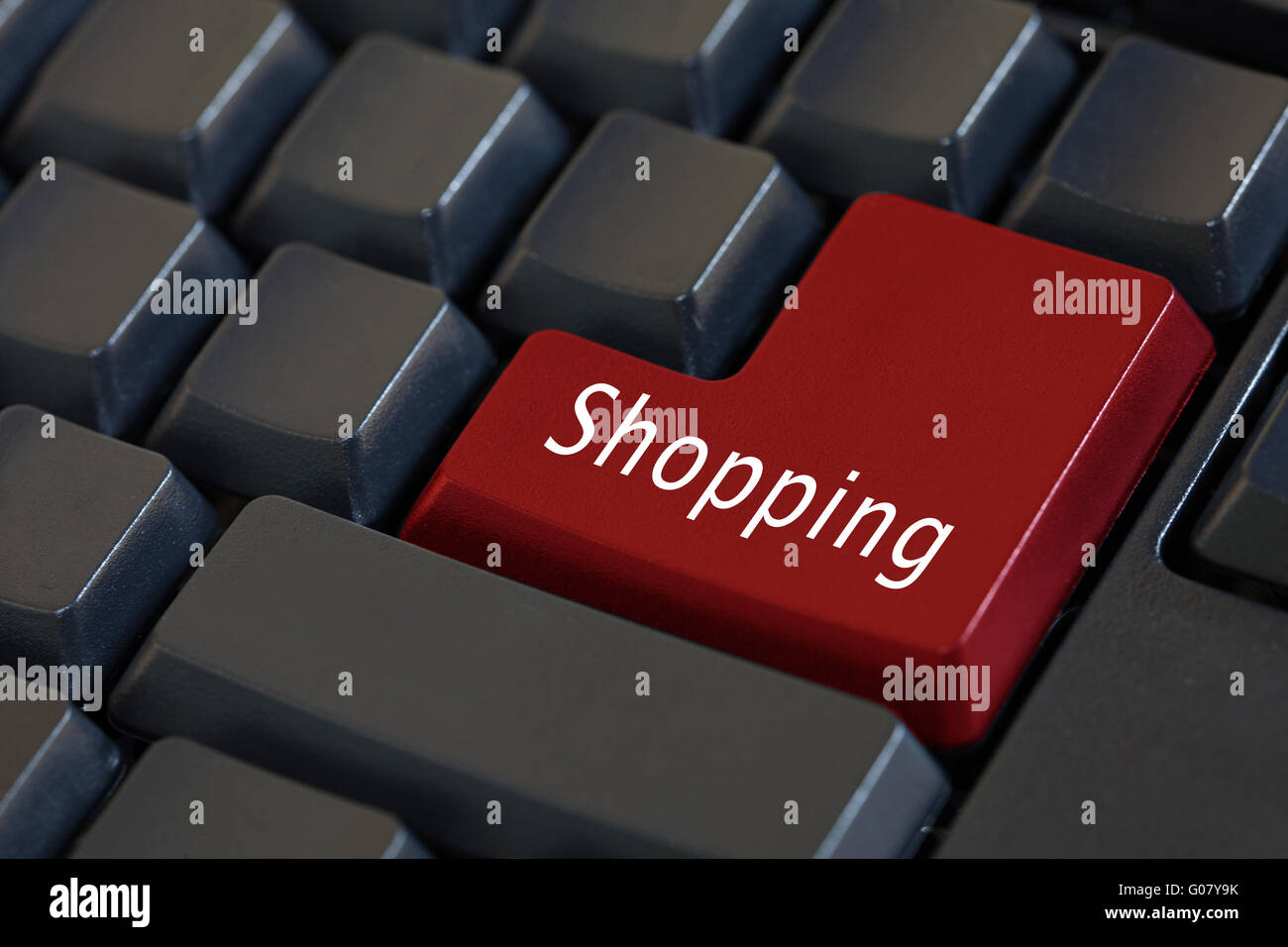 Word 'Shopping' on enter keyboard Stock Photo - Alamy