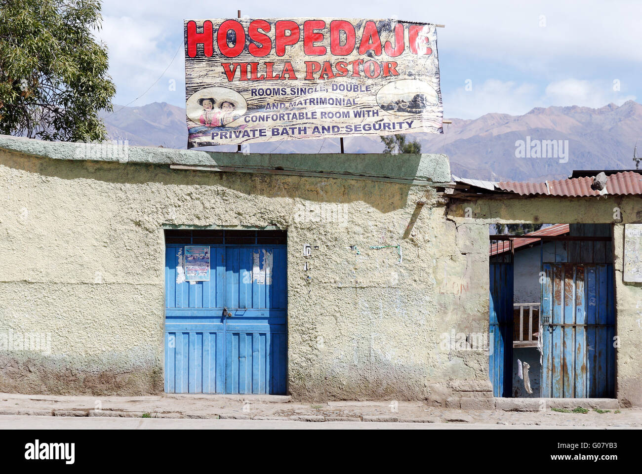 A really poor looking hotel in Cabanaconde in Peru Stock Photo - Alamy