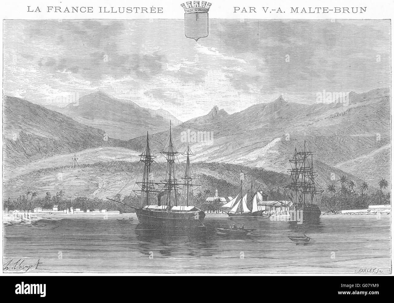 POLYNESIA: Rade de Tahiti, antique print 1884 Stock Photo - Alamy