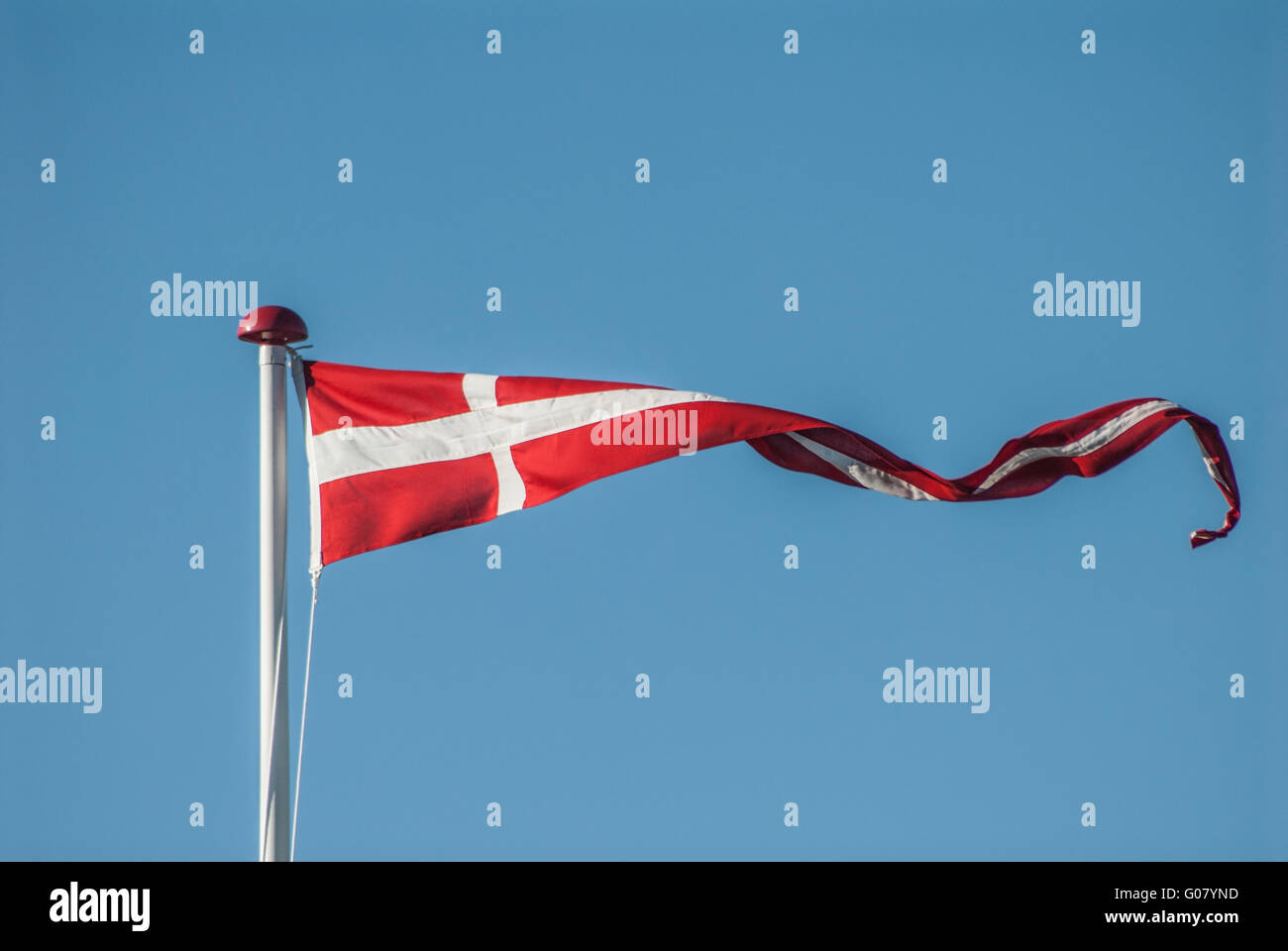 Danish flag in the wind Stock Photo - Alamy